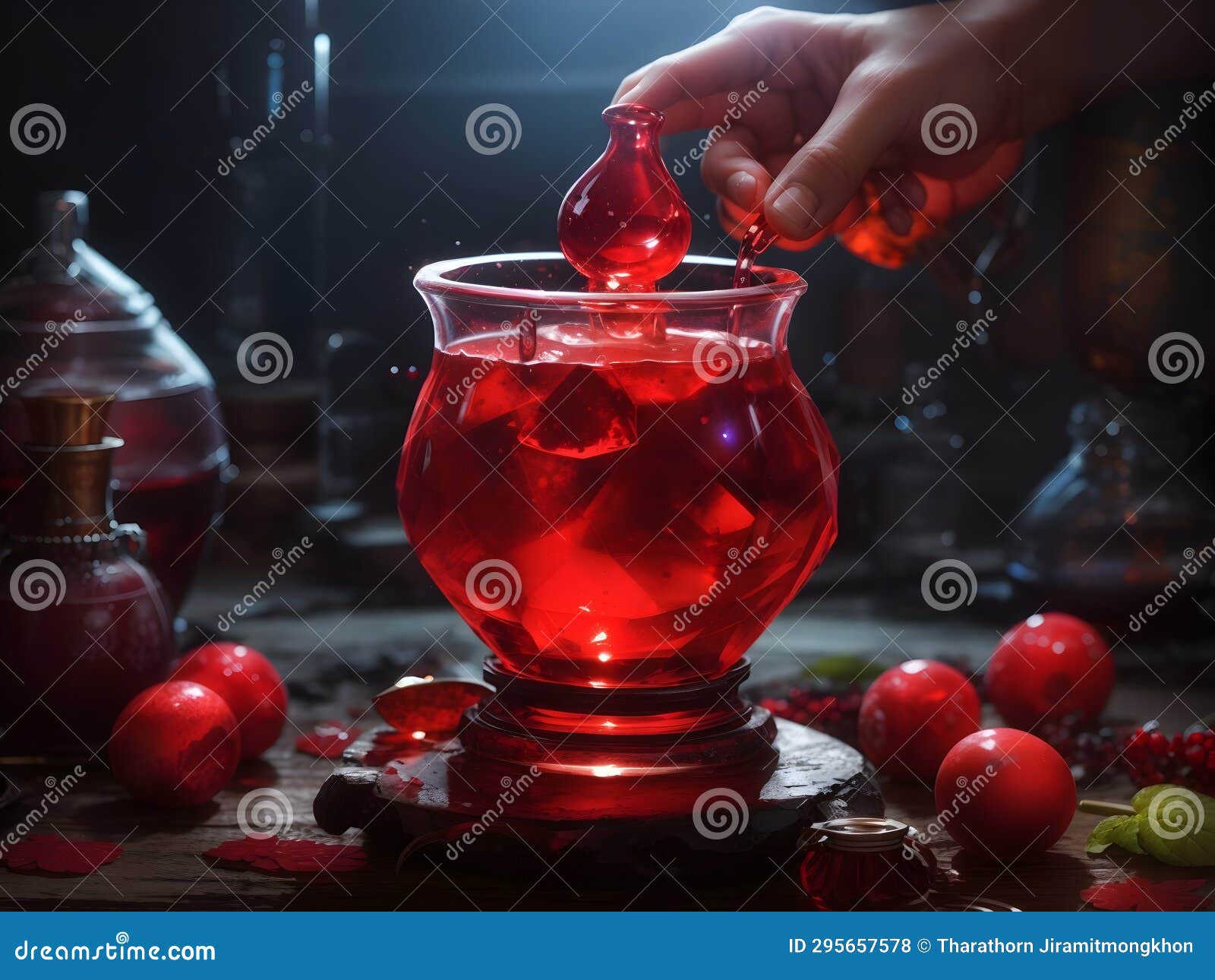 Ruby Elixir: a Vibrant Exploration of the Red Potion Stock Illustration - Illustration of mystic ...