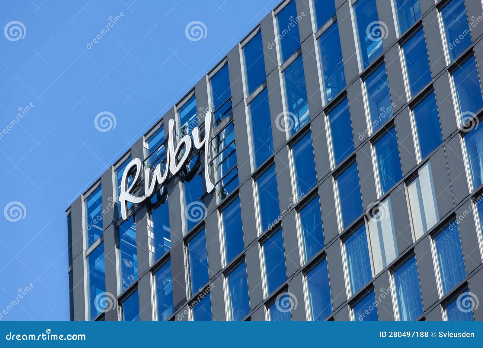 Ruby Emma Hotel Sign on the Building Editorial Stock Photo - Image of ...