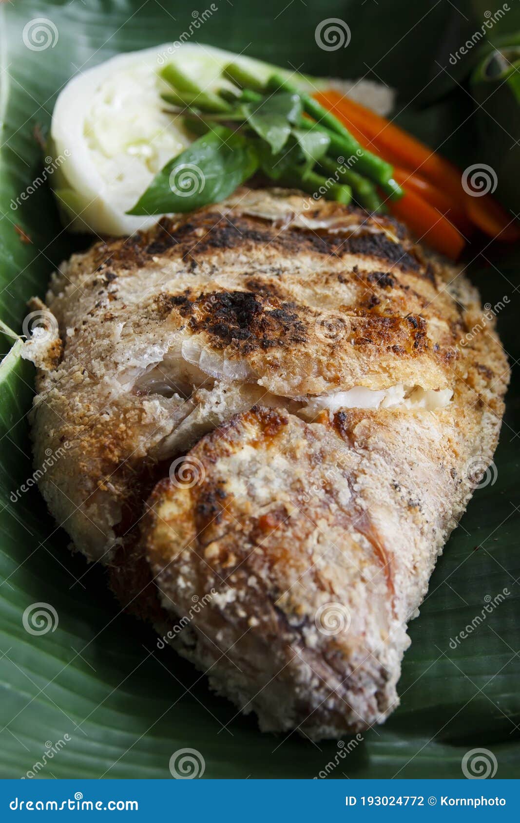 Ruby Fish Grilled with Vegetable Stock Photo - Image of lunch, meat ...