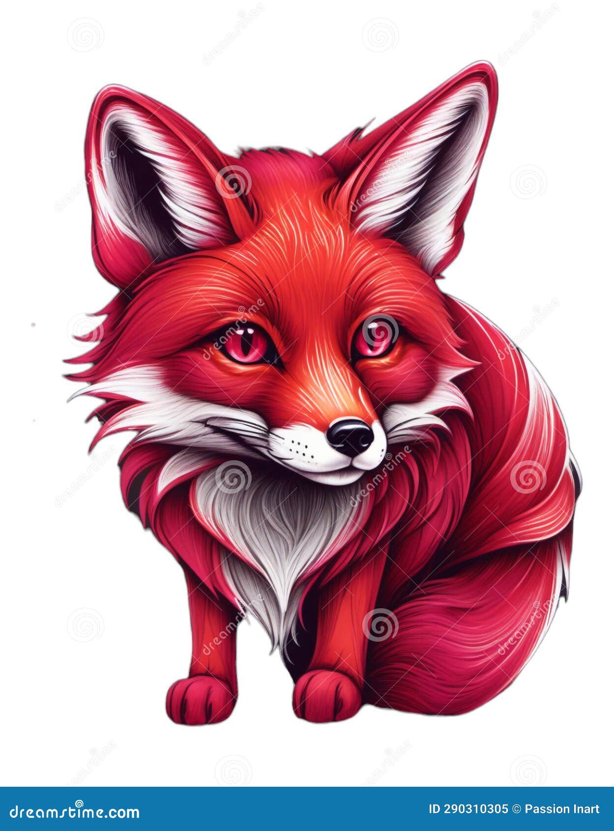 Ruby Fox Crayon Illustration Stock Illustration - Illustration of ...
