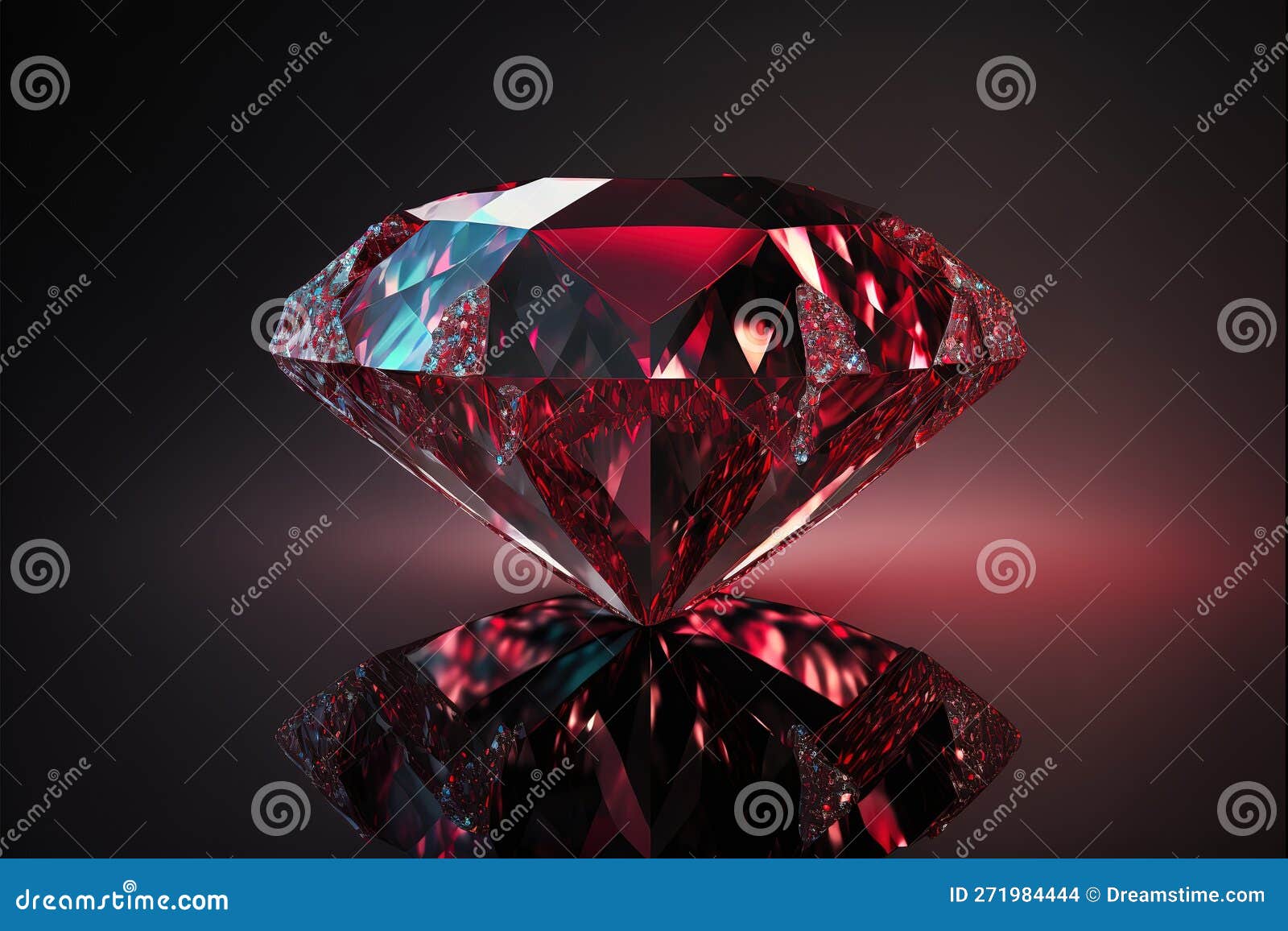 Ruby Gem Diamond Dark Reflection on Gradient Background 3d Rendering ...