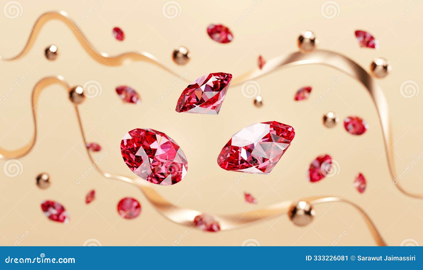 Ruby Gem Diamond Group Falling Background Soft Focus Bokeh 3d Rendering ...