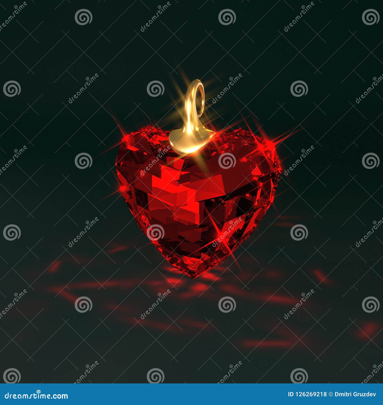 Ruby Gem Heart, 3d Illustration Stock Illustration - Illustration of ...