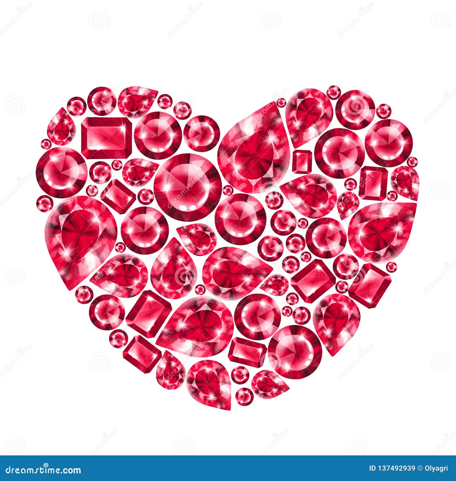 Ruby gem heart, isolated stock illustration. Illustration of gemstone ...