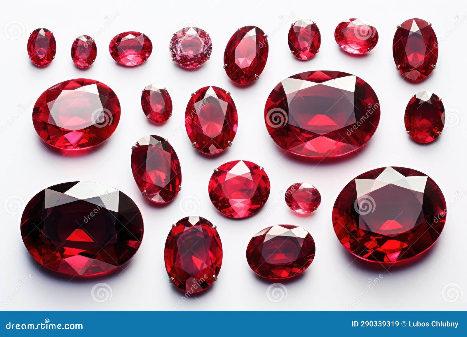 Ruby Gemstone Collection on White Background Stock Illustration ...
