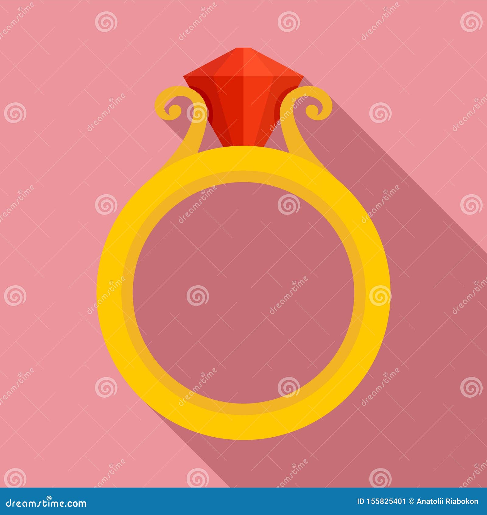 Ruby Gold Ring Icon, Flat Style Stock Vector - Illustration of ...