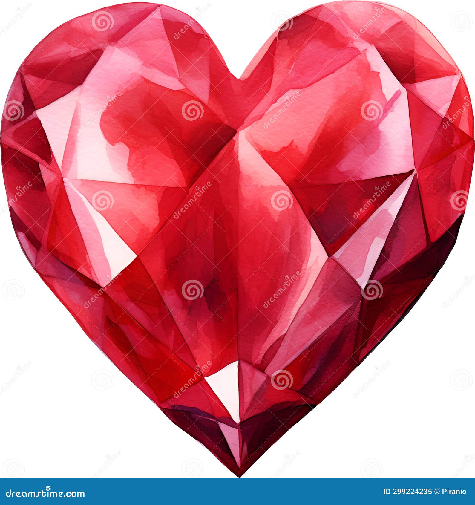 Ruby Heart Watercolor Clipart Stock Illustration - Illustration of valentines, jewel: 299224235