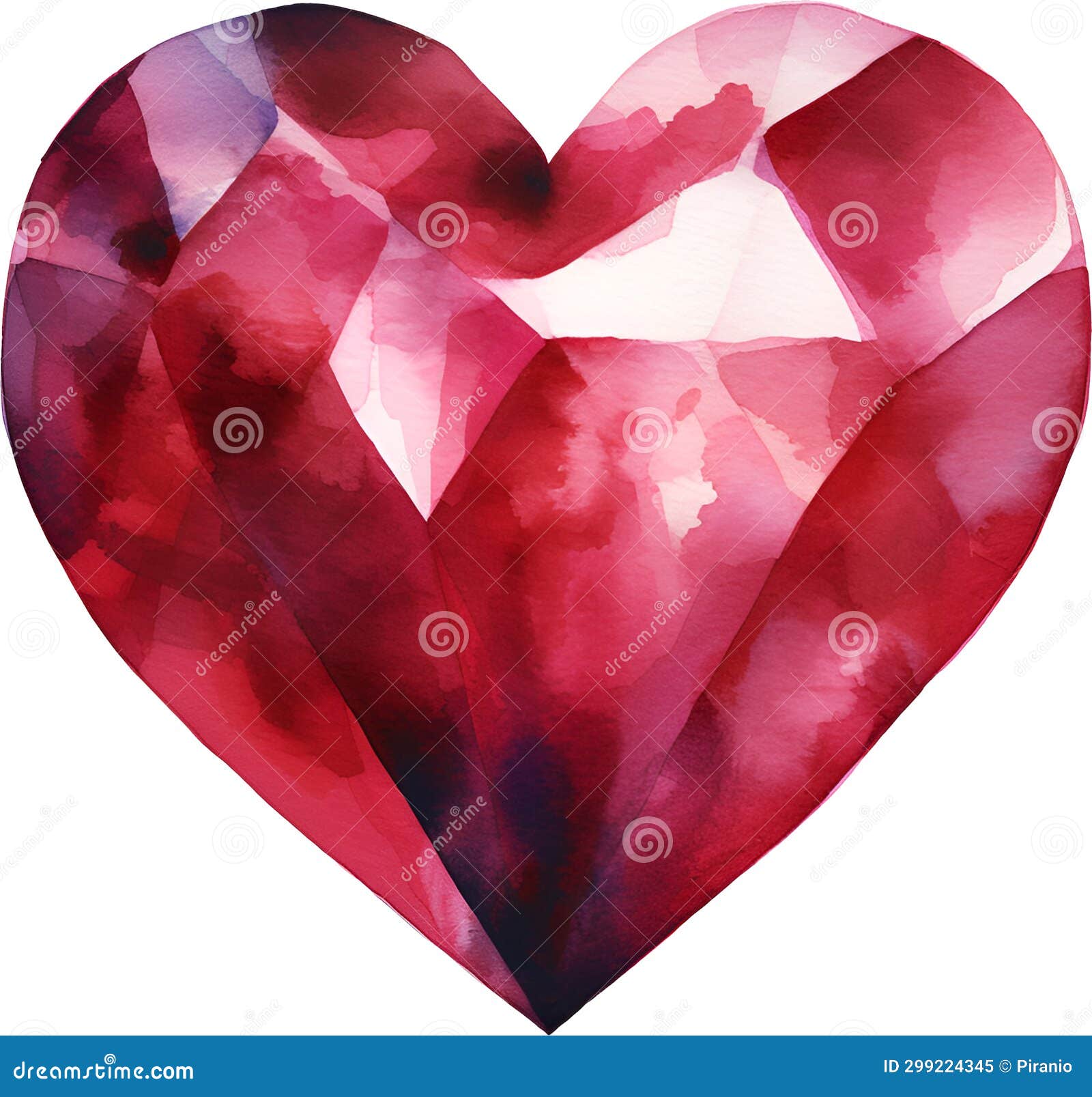 Ruby Heart Watercolor Clipart Stock Image - Illustration of gemstone ...