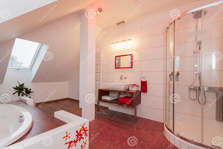 Ruby House - Bathroom in the Attic Stock Image - Image of bathtub ...