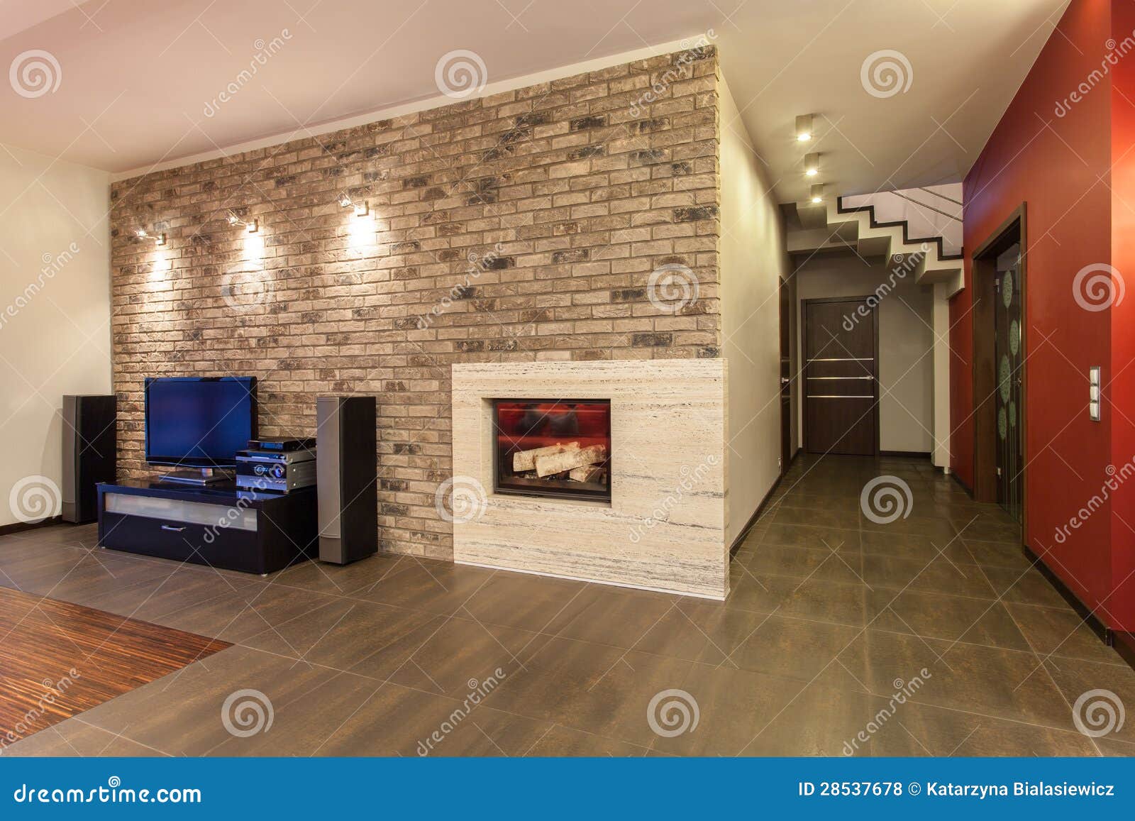 Ruby house - Fireplace stock photo. Image of bright, architecture ...
