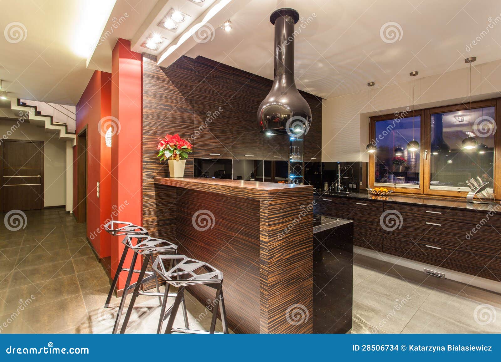 Ruby House - Kitchen with Bar Counter Stock Photo - Image of home ...