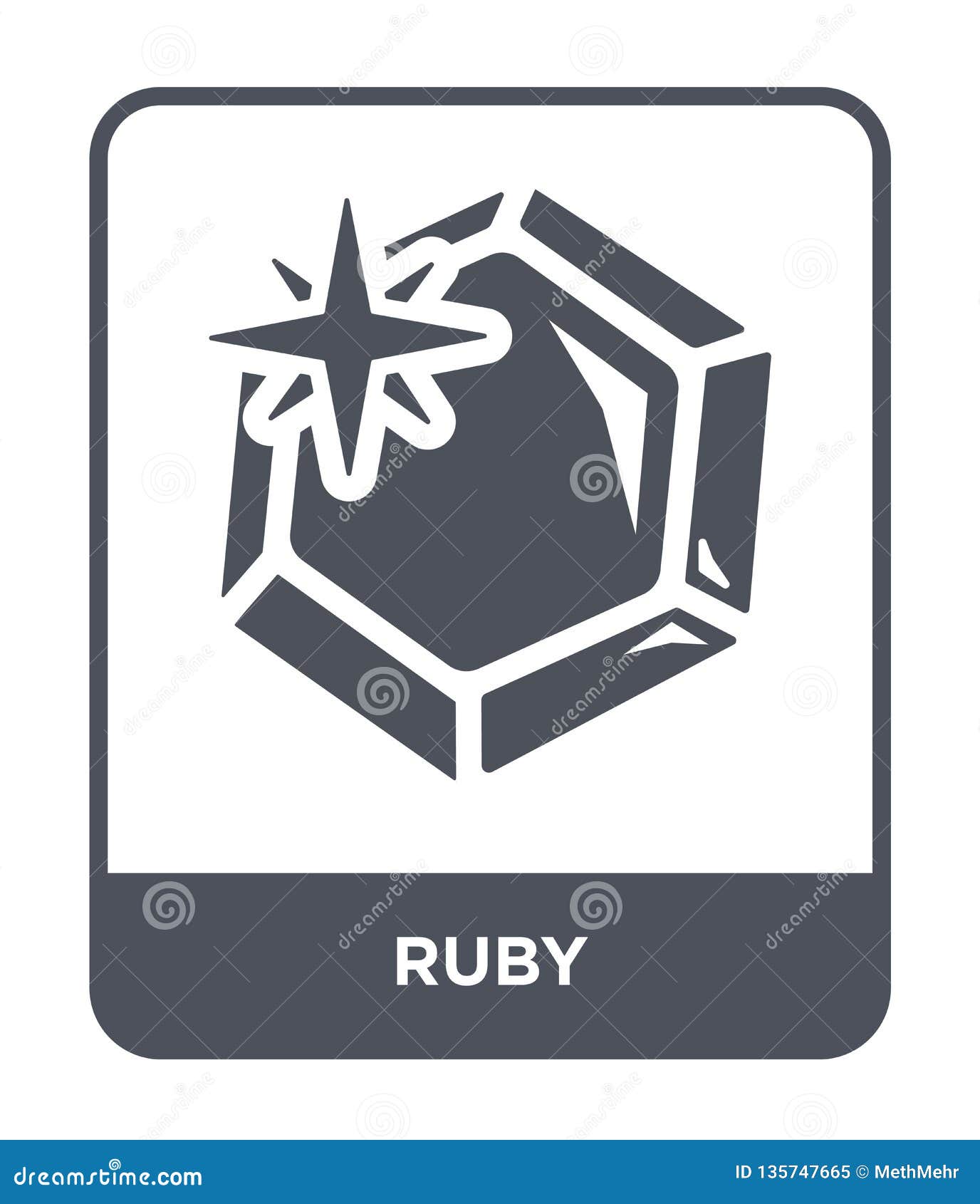 Ruby Icon. Gemstone Logo Isolated Illustration. Crystal On A White ...