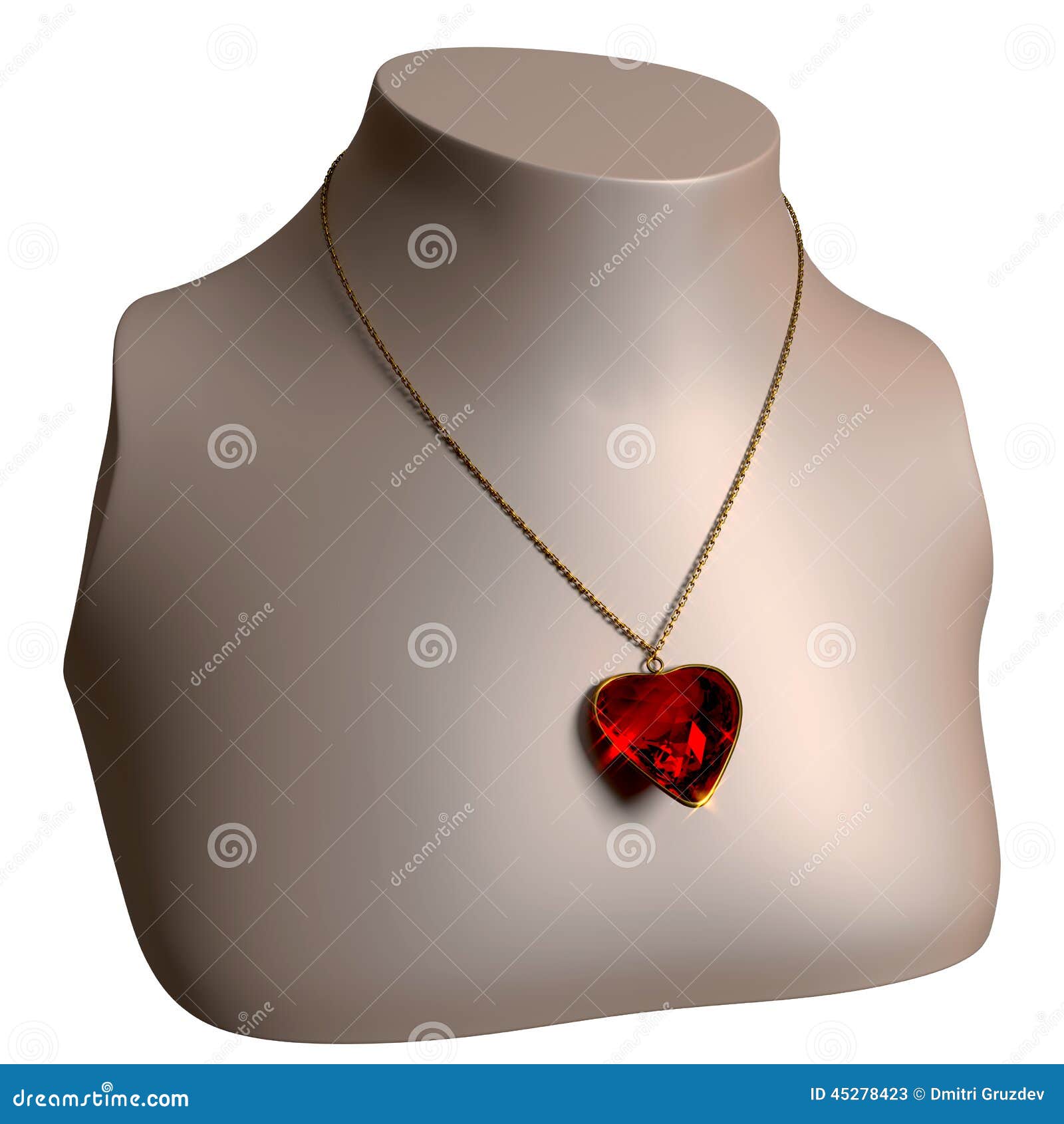 Ruby Necklace on Bust Stand Stock Illustration - Illustration of gift ...