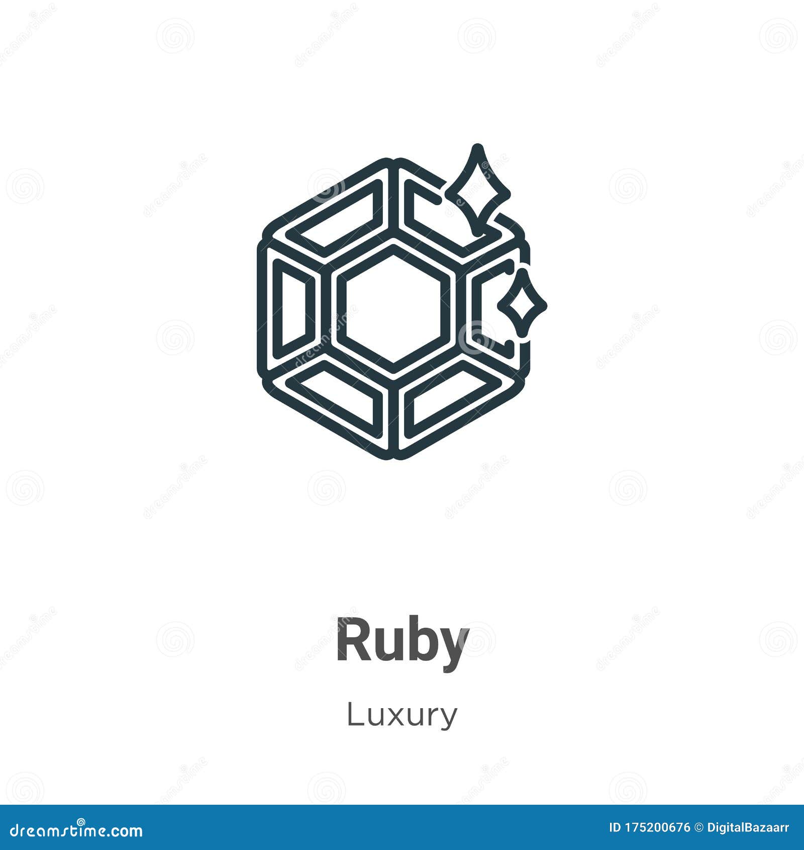 Ruby Outline Vector Icon. Thin Line Black Ruby Icon, Flat Vector Simple ...