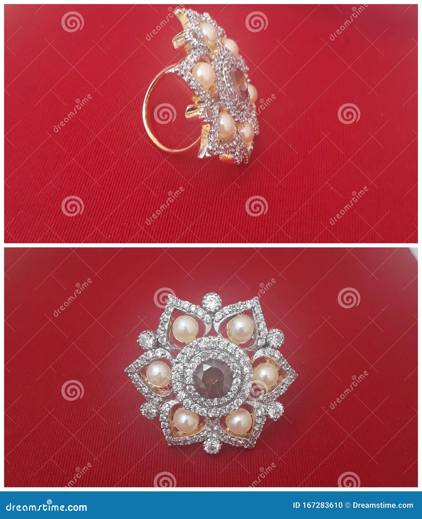 Ruby Pearl and Diamond Ring Stock Photo - Image of ring, ruby: 167283610