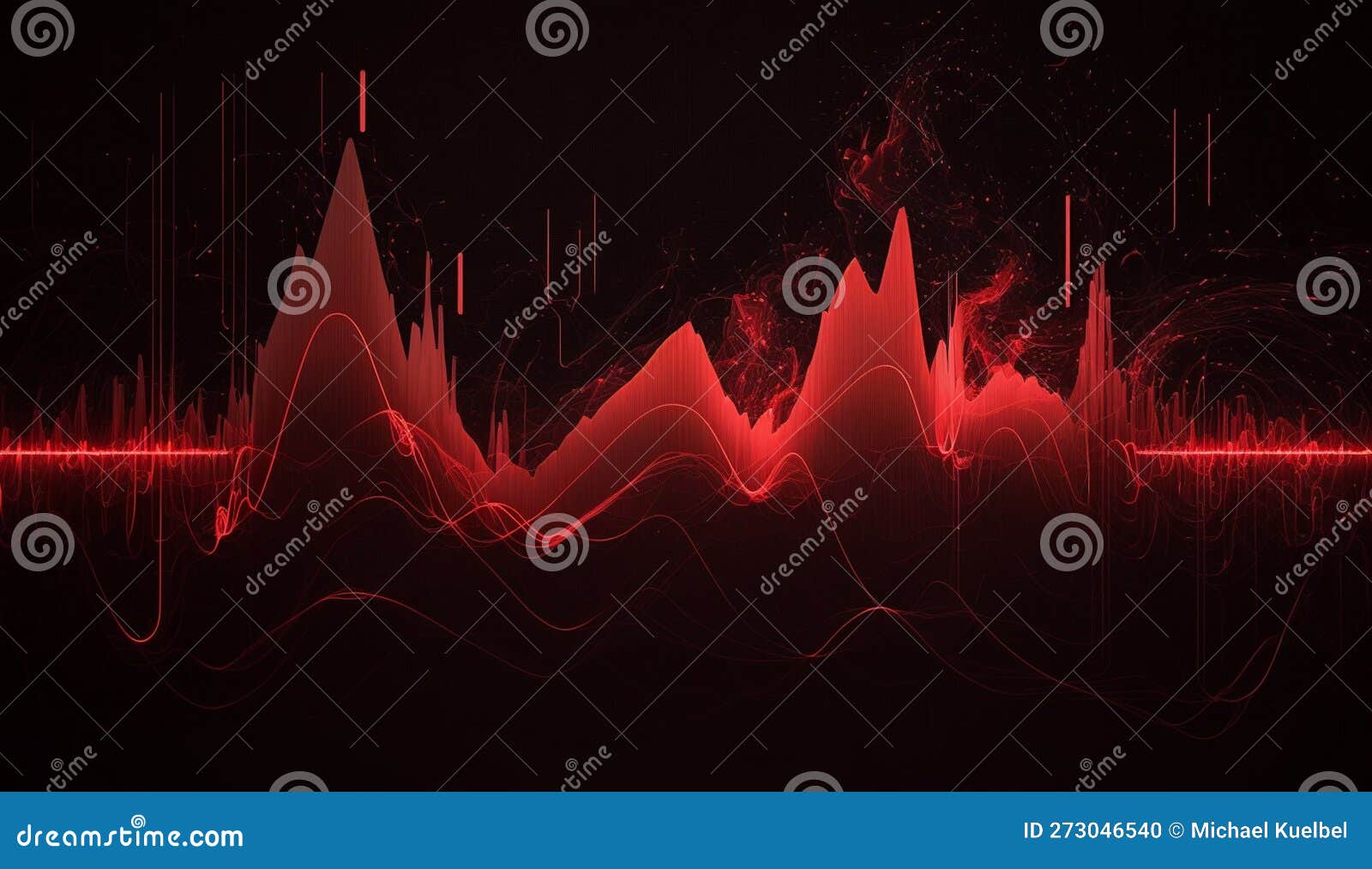 Ruby Radiance: Abstract Red Frequencies on Dark Background Stock ...