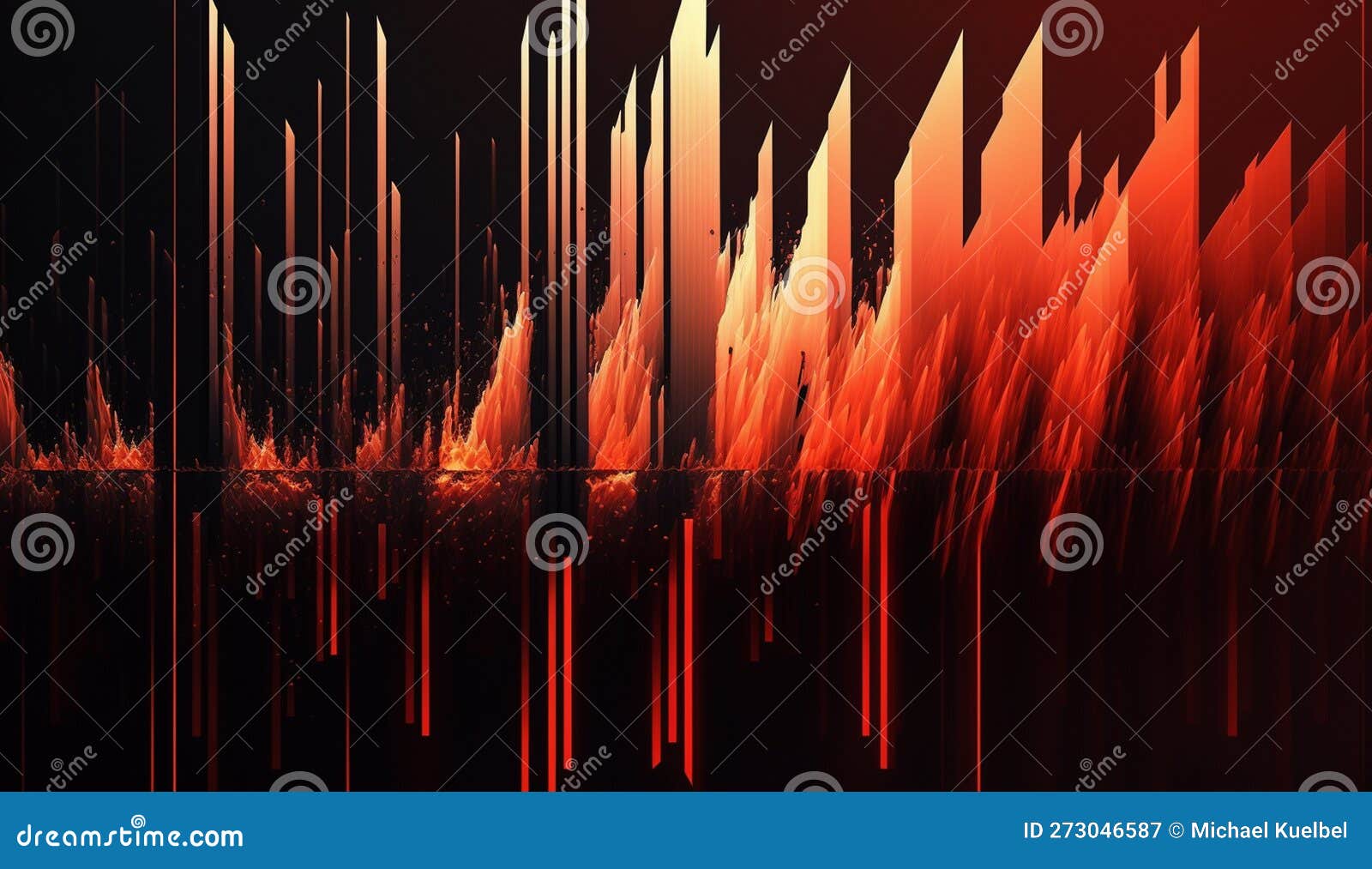 Ruby Radiance: Abstract Red Frequencies on Dark Background Stock ...