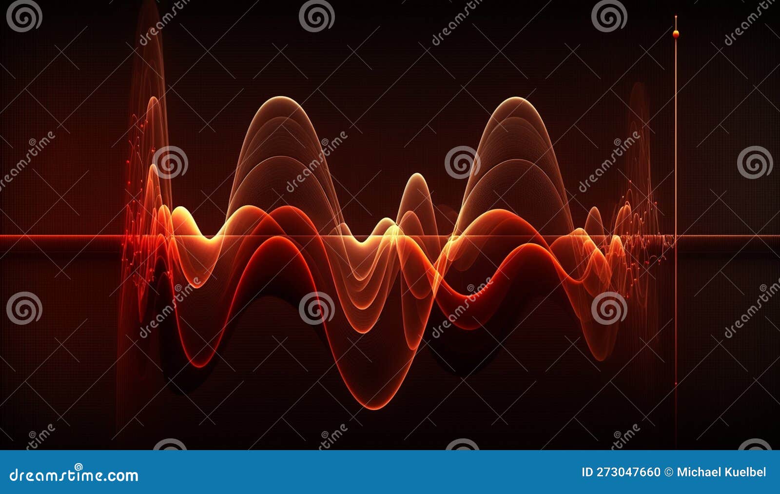 Ruby Radiance: Abstract Red Frequencies on Dark Background Stock ...