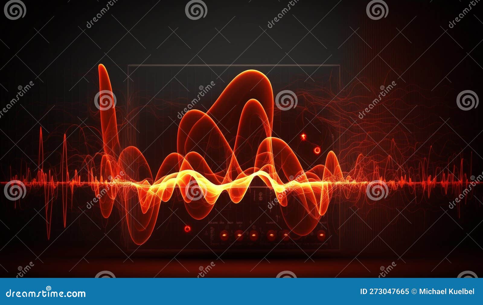 Ruby Radiance: Abstract Red Frequencies on Dark Background Stock ...