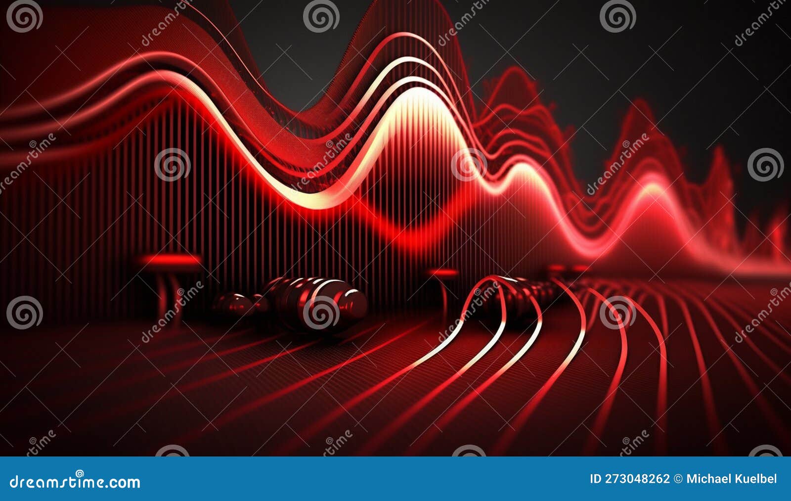 Ruby Radiance: Abstract Red Frequencies on Dark Background Stock ...