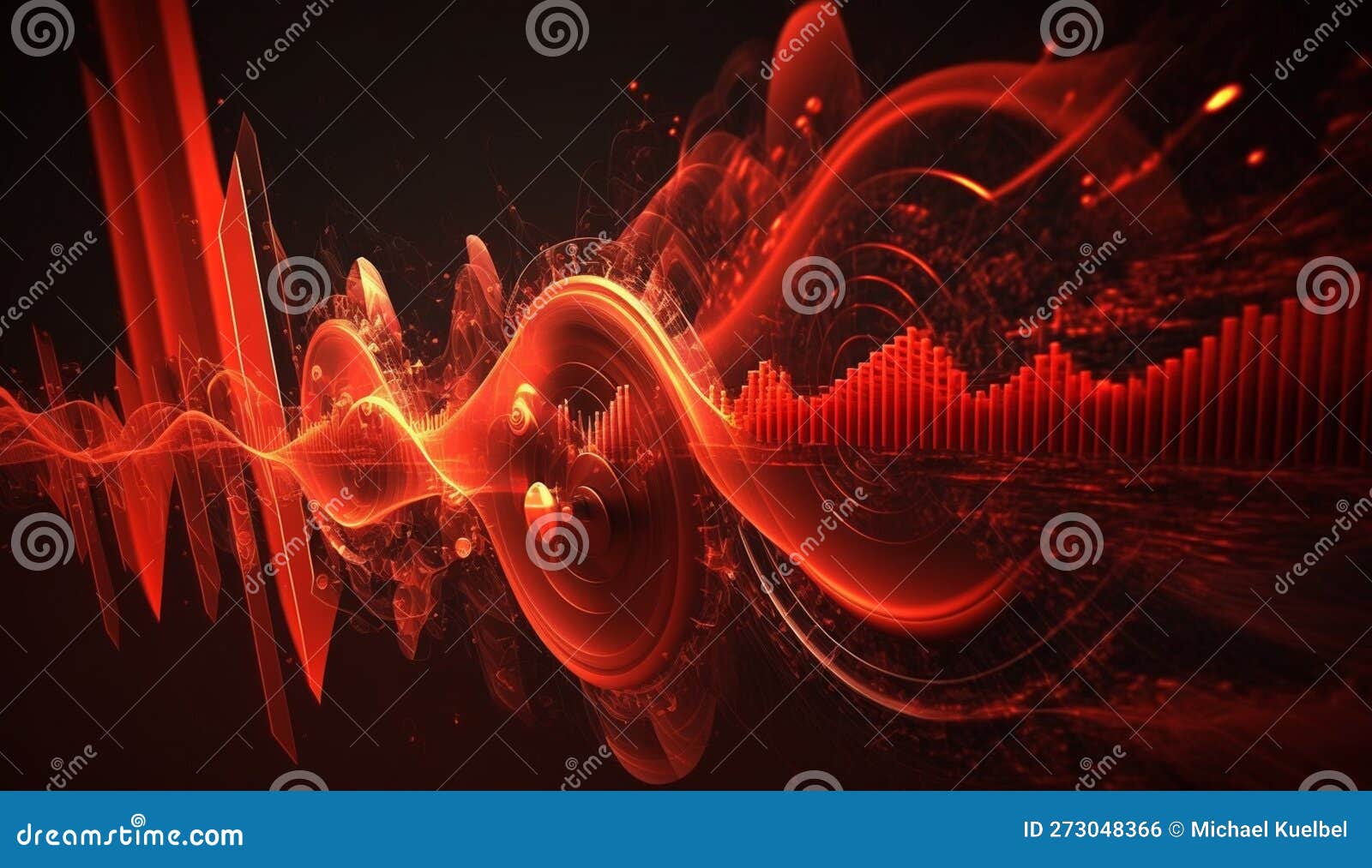 Ruby Radiance: Abstract Red Frequencies on Dark Background Stock ...