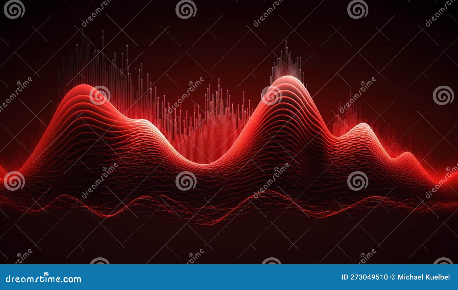Ruby Radiance: Abstract Red Frequencies on Dark Background Stock ...
