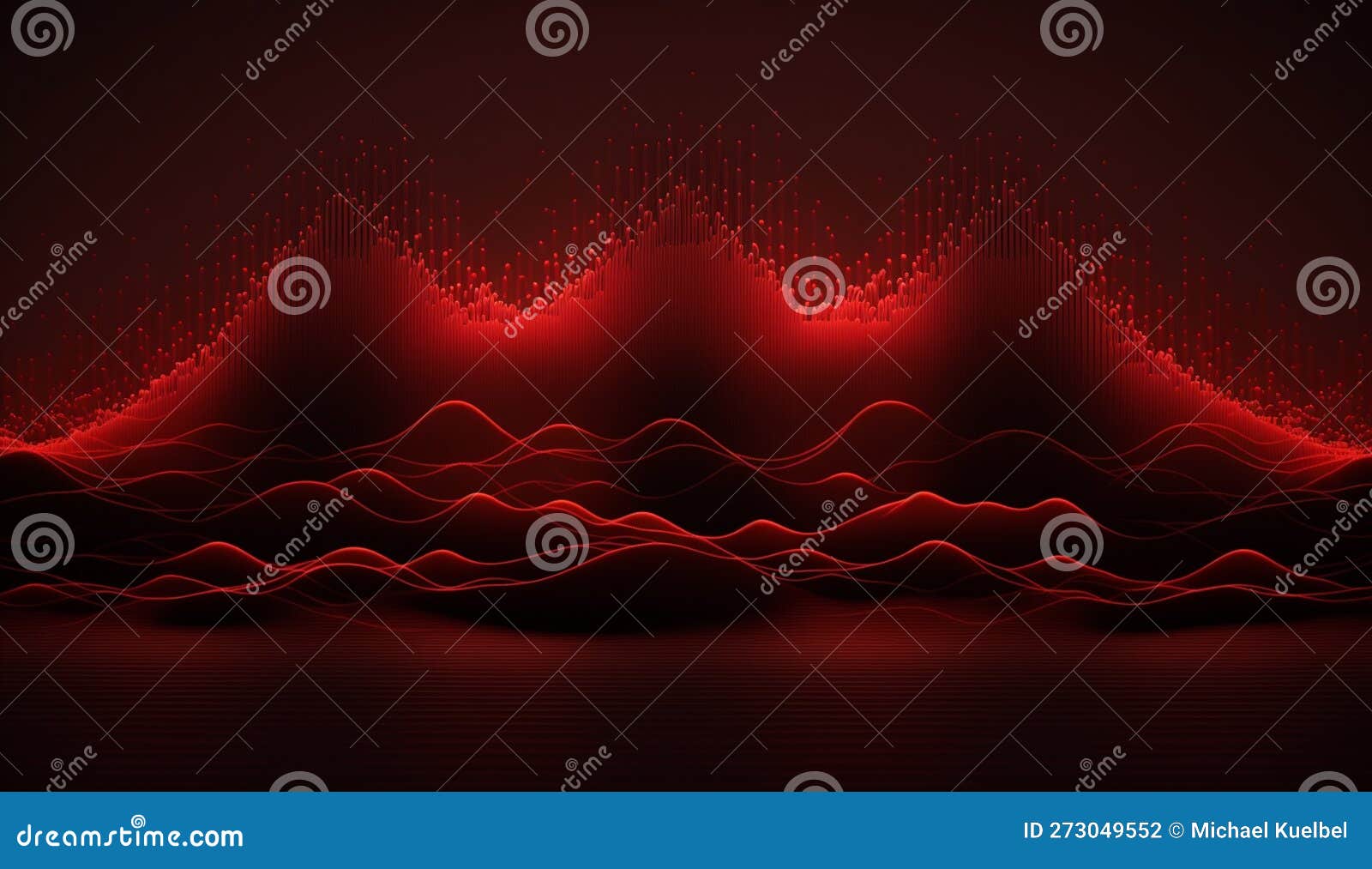 Ruby Radiance: Abstract Red Frequencies on Dark Background Stock ...
