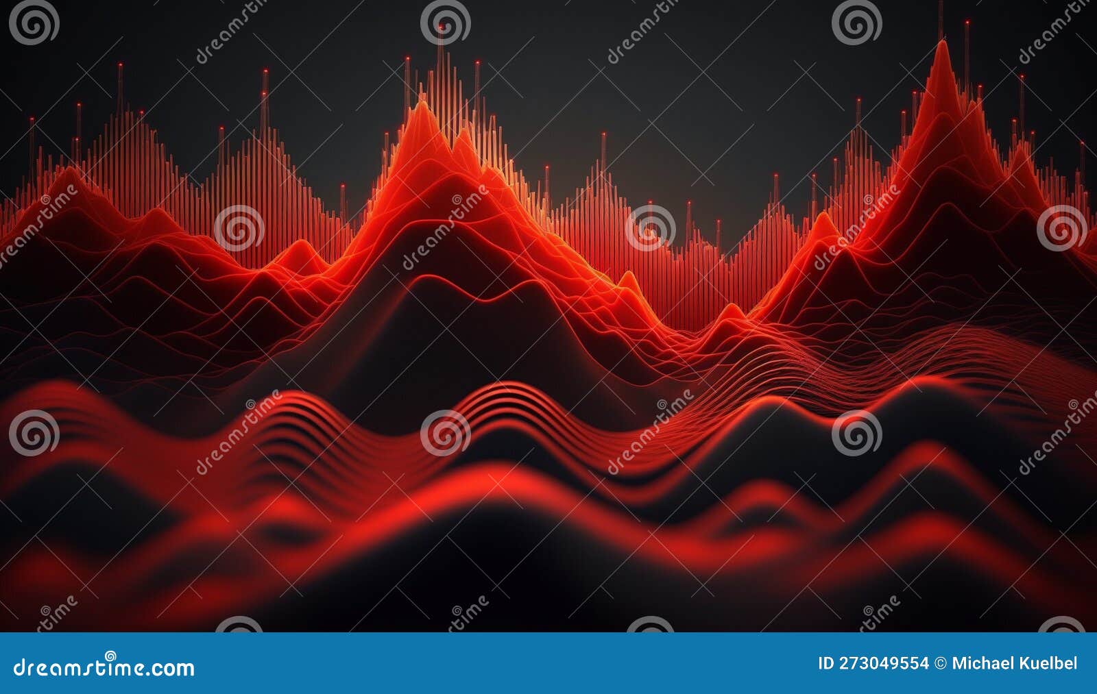 Ruby Radiance: Abstract Red Frequencies on Dark Background Stock ...
