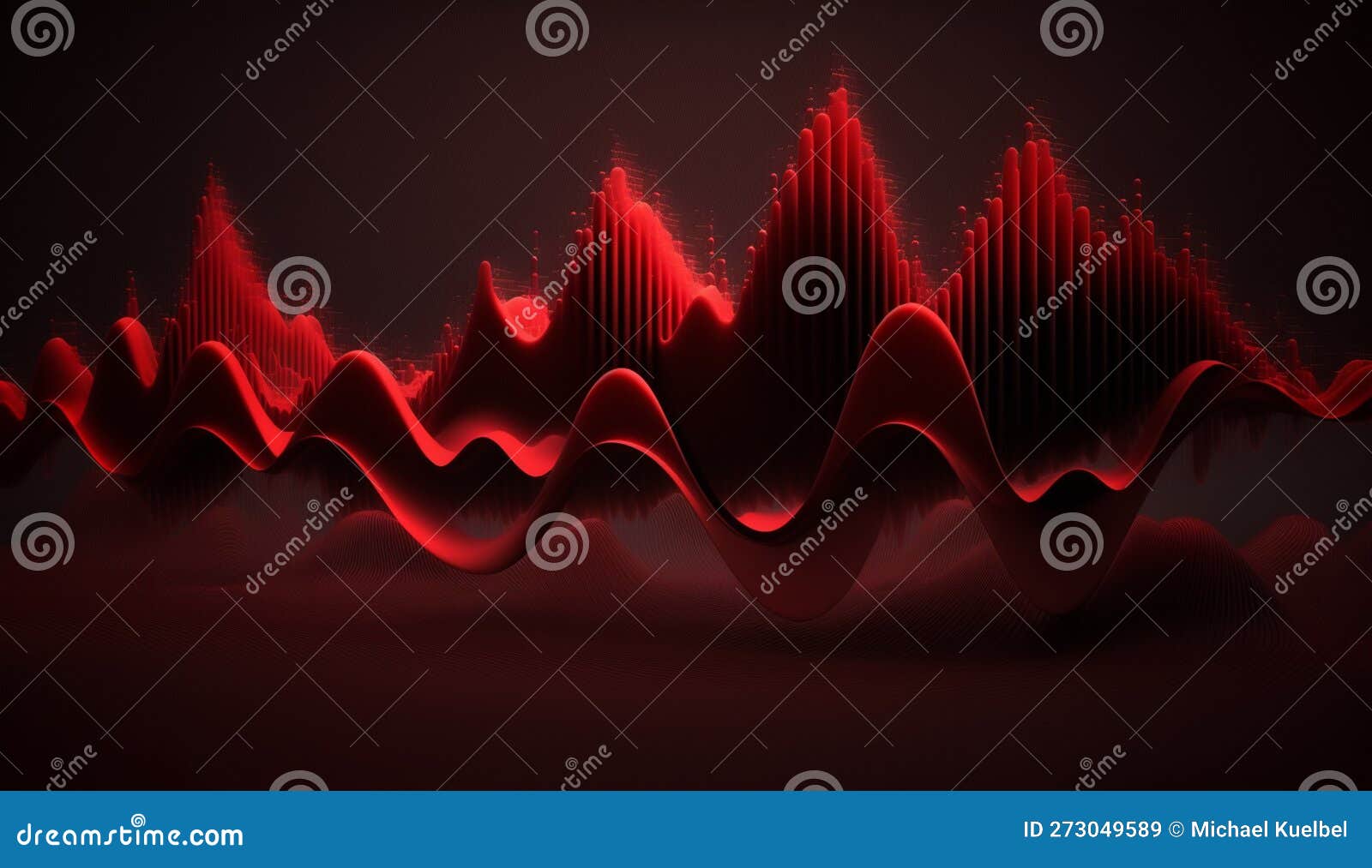Ruby Radiance: Abstract Red Frequencies on Dark Background Stock ...