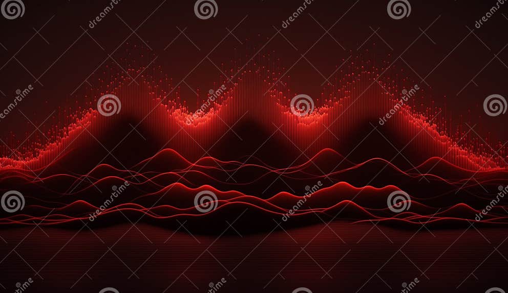 Ruby Radiance: Abstract Red Frequencies on Dark Background Stock ...