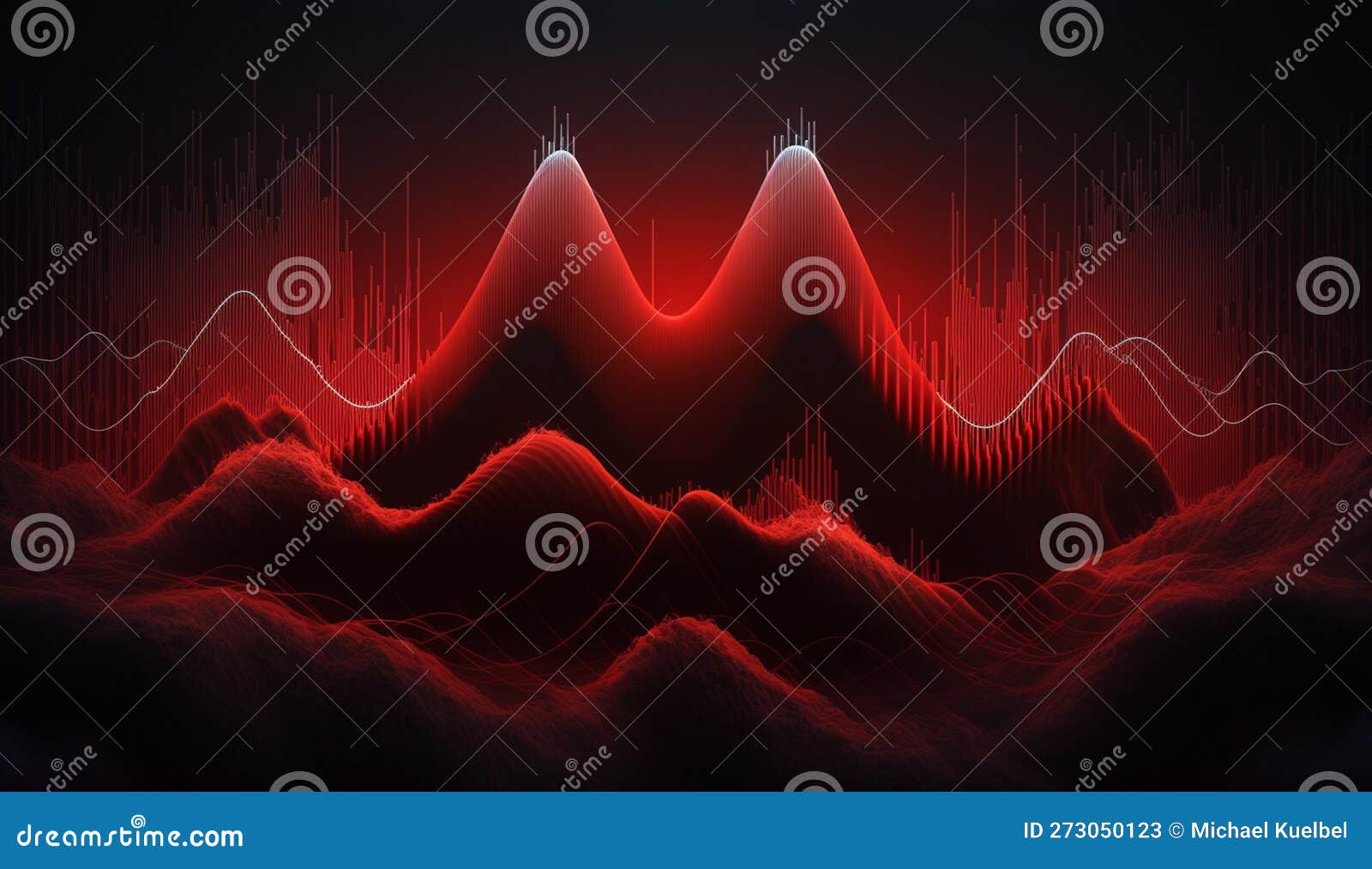 Ruby Radiance: Abstract Red Frequencies on Dark Background Stock ...