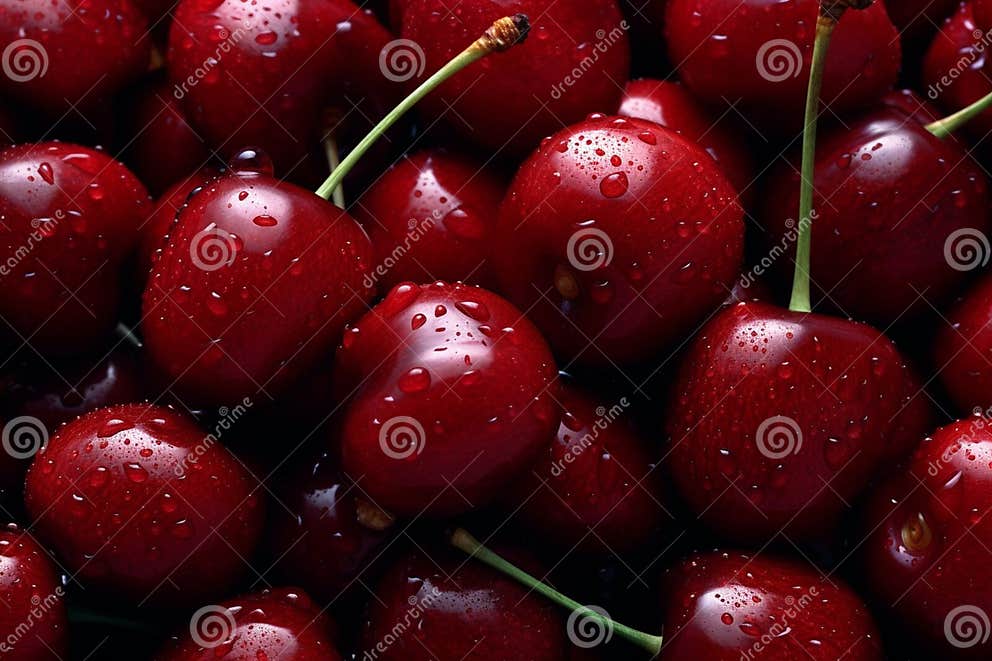 Ruby Red Cherries, a Luscious Display of Deep Red Cherries Stock ...
