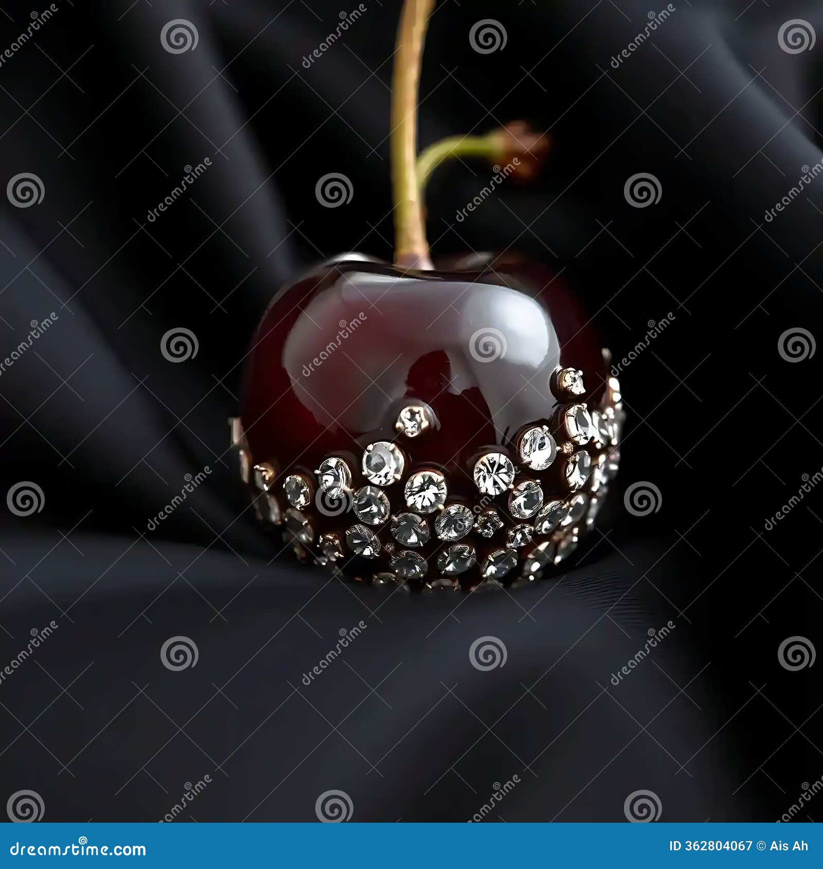 A Ruby Red Cherry with Diamond Encrusted Base Stock Illustration ...