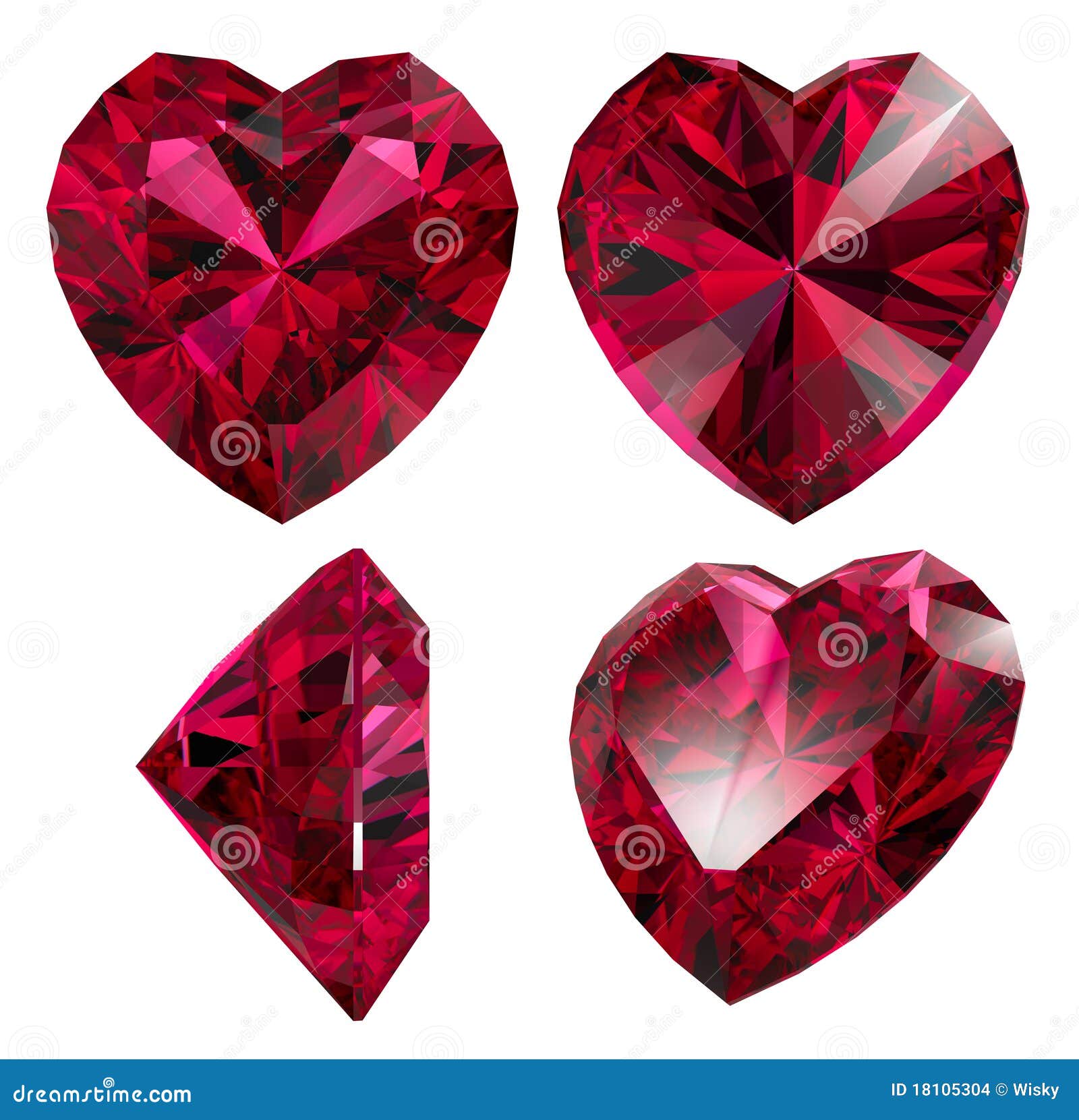 Ruby Red Heart Shape Isolated Stock Photo - Image of emerald, carat ...