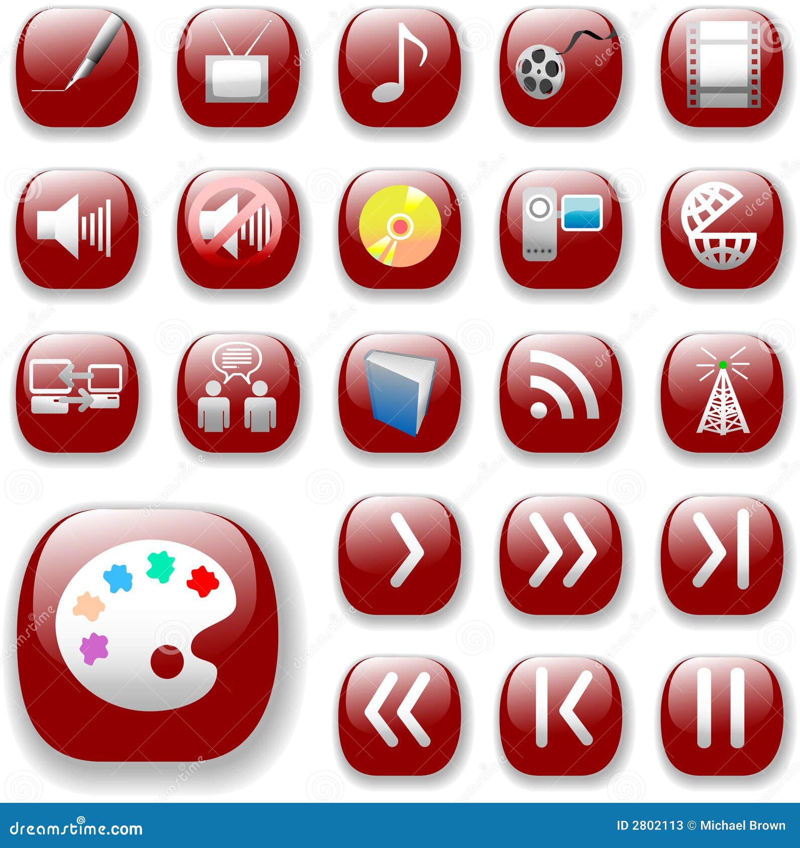 Ruby Red Icons, Digital Media Stock Vector - Illustration of digital ...