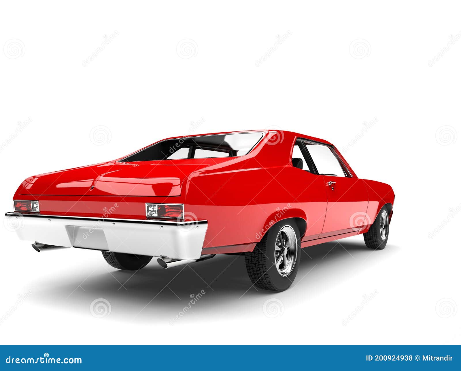 Ruby Red Old Vintage Fast Muscle Car - Back View Stock Illustration ...