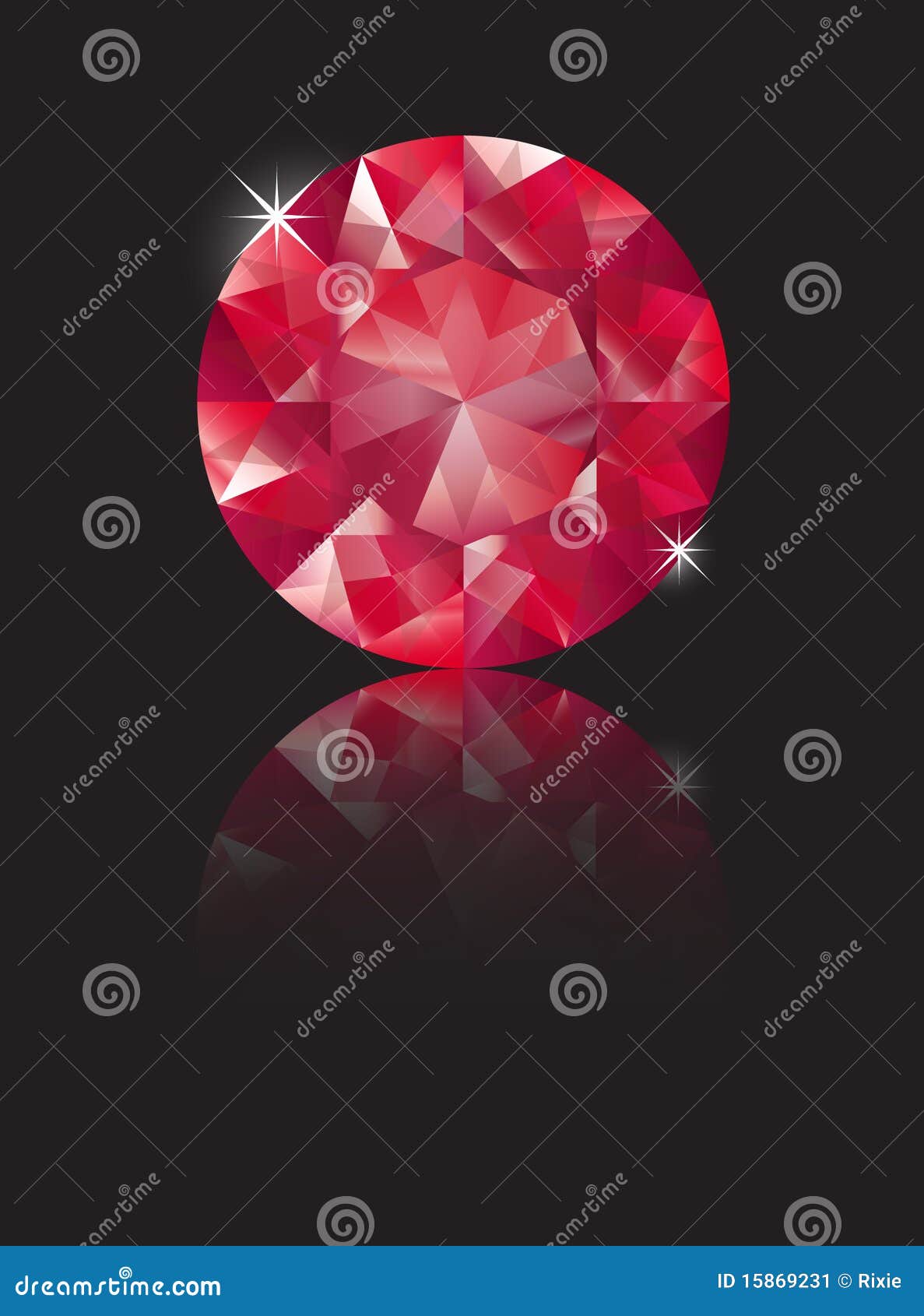 Ruby reflected stock vector. Illustration of black, carat - 15869231