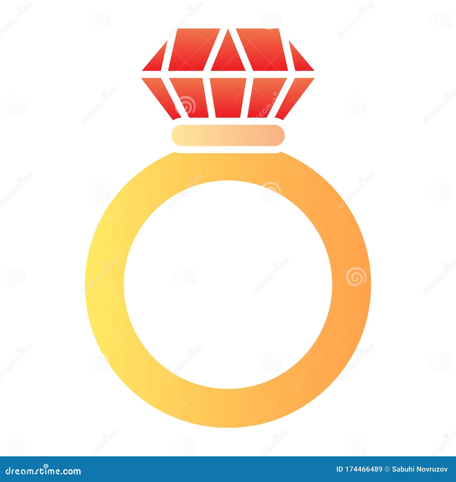 Ruby Ring Flat Icon. Ring with Gem Vector Illustration Isolated on ...