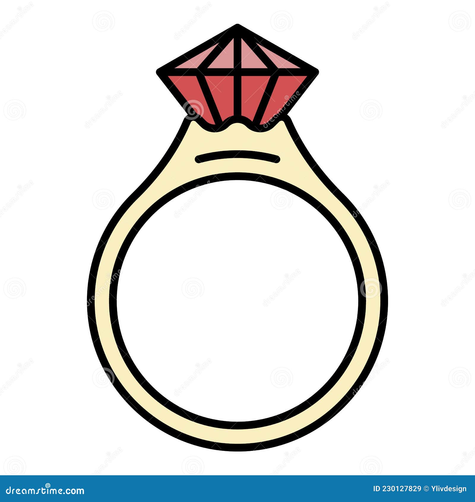 Ruby Ring Icon Color Outline Vector Stock Vector - Illustration of ...