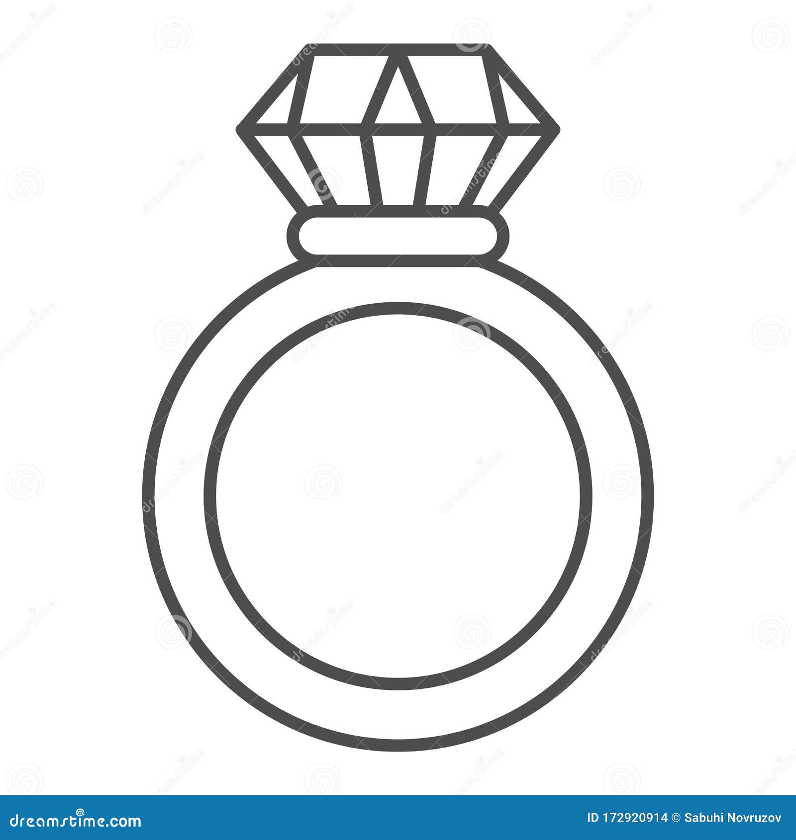 Ruby Ring Thin Line Icon. Ring with Gem Vector Illustration Isolated on ...