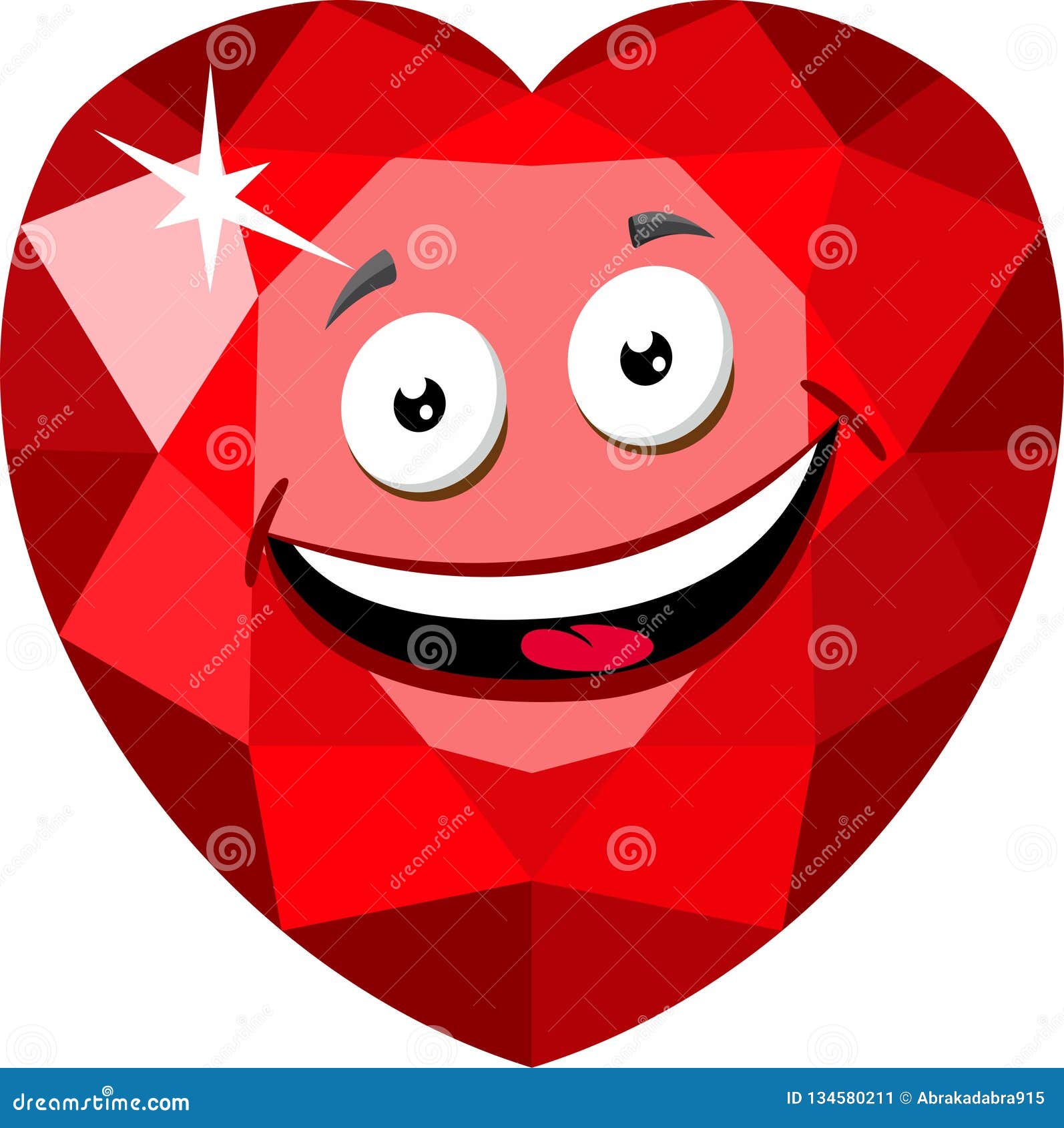 Ruby Or Rodolite Gemstone Funny Cartoon Character. Ruby Heart-cut ...