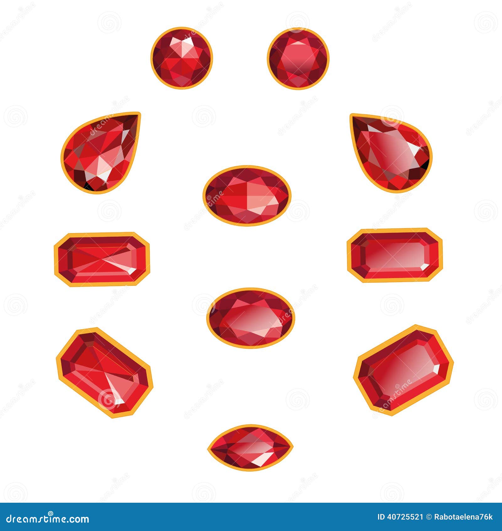 Ruby Set Isolated Objects stock vector. Illustration of composition ...