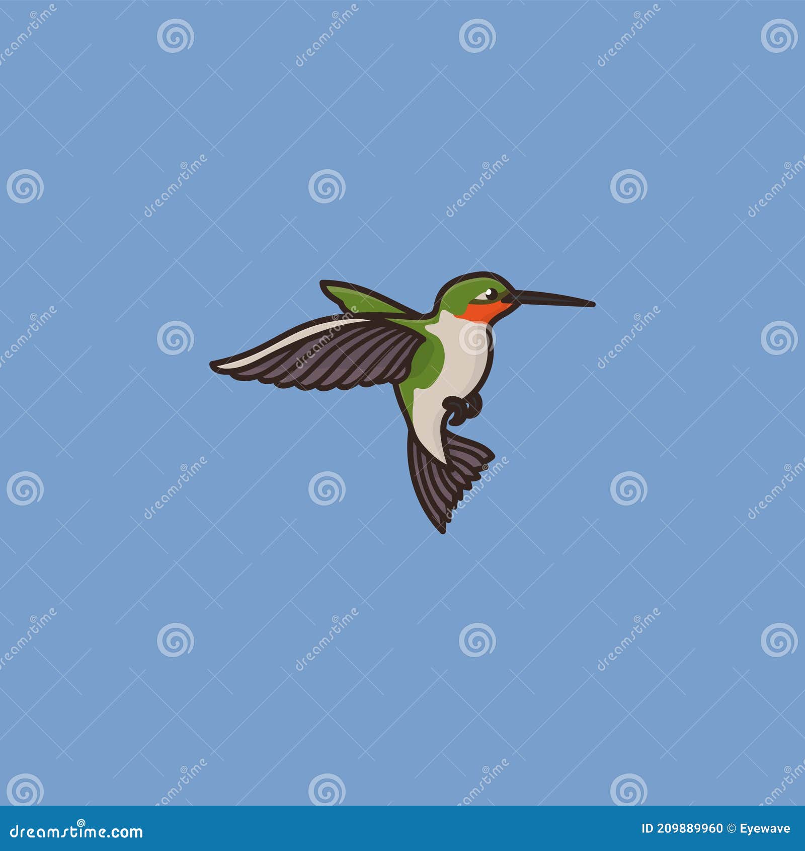 Ruby-throated Hummingbird Vector Illustration Stock Vector ...