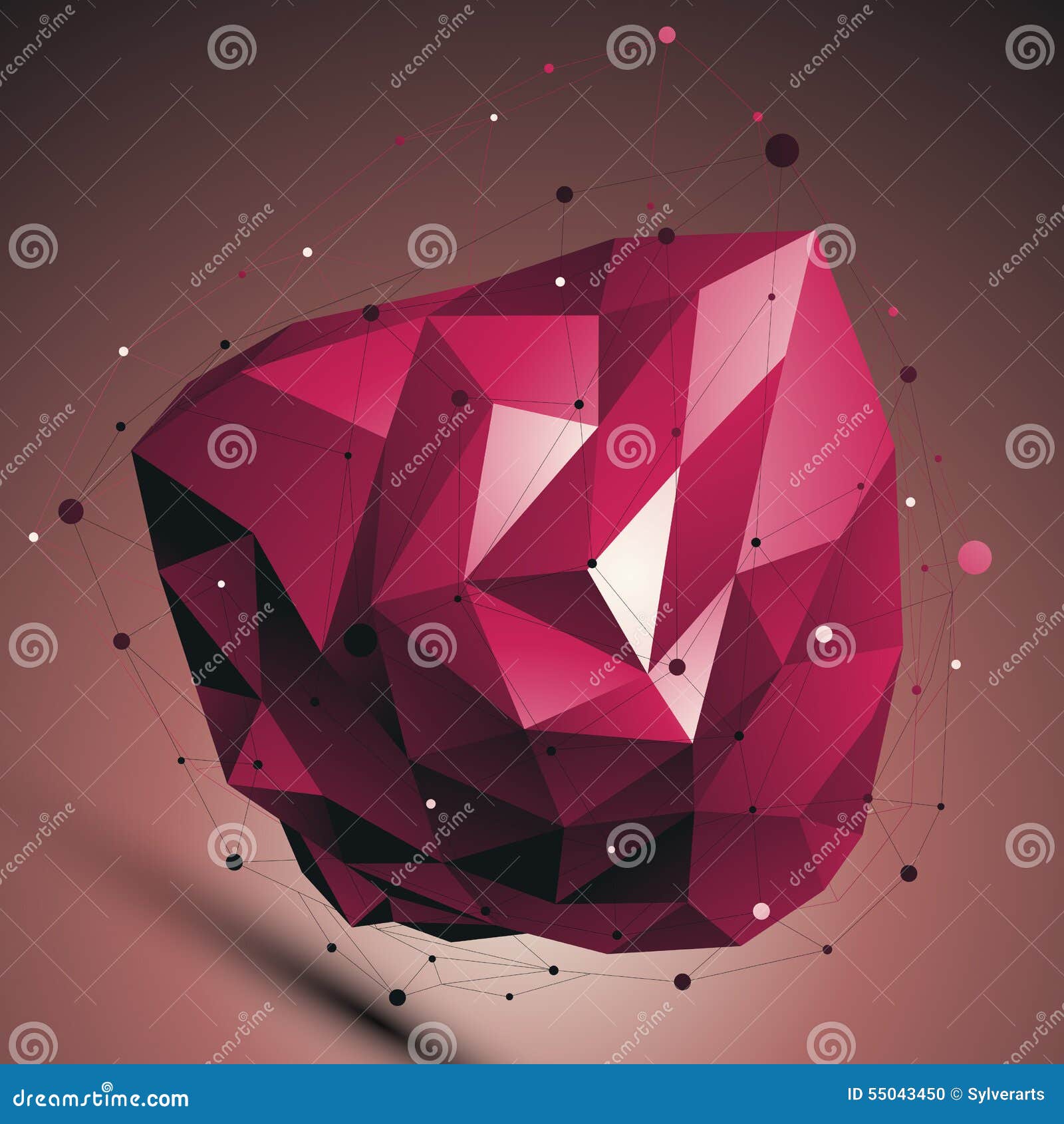 Ruby Vector Digital 3d Abstraction, Lattice Geometric Polygonal Stock ...