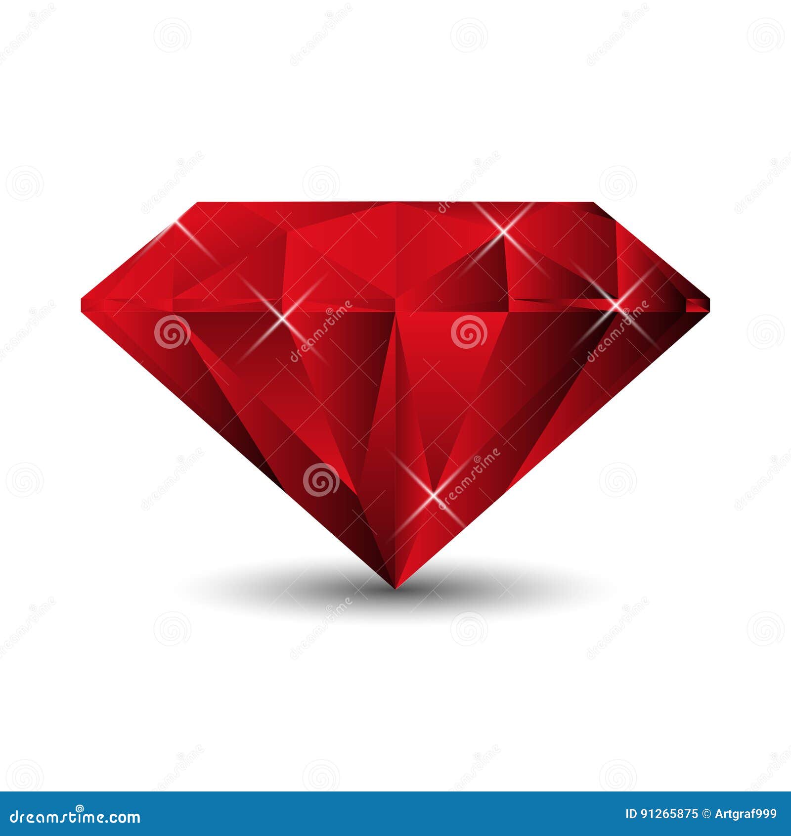 Ruby on a white background stock vector. Illustration of diamond - 91265875