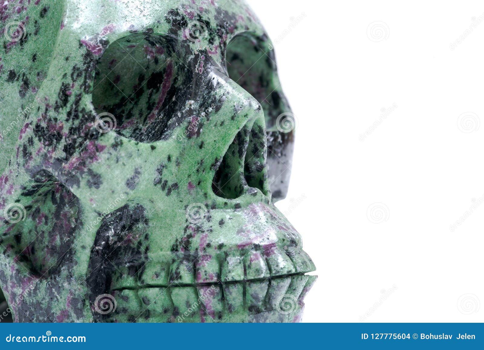 Ruby Zoisite Realistic Crystal Carved Skull Isolated on White Stock ...