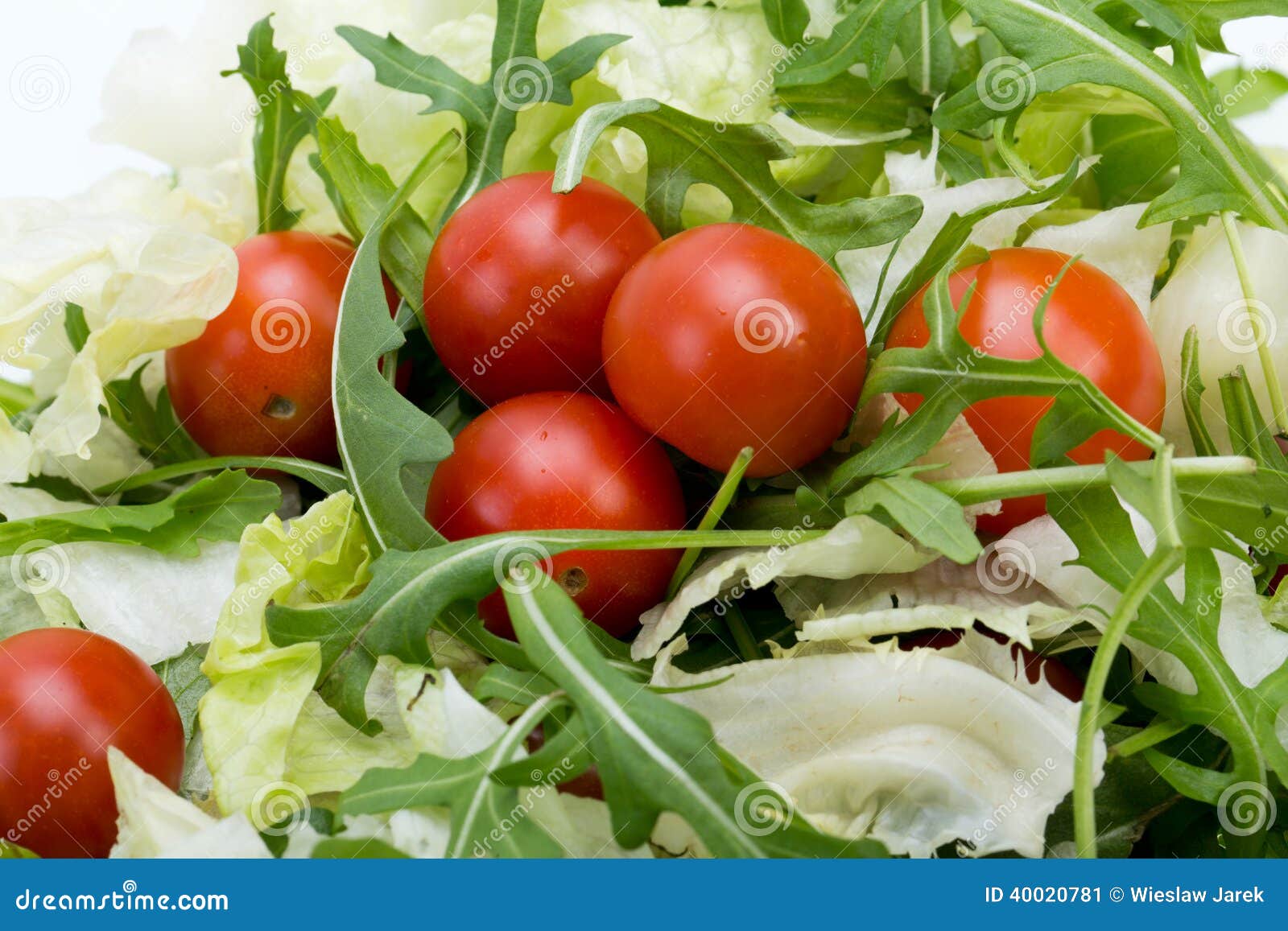 Ruccola, Lettuce Leaves and Cherry Tomatoes Stock Image - Image of ...