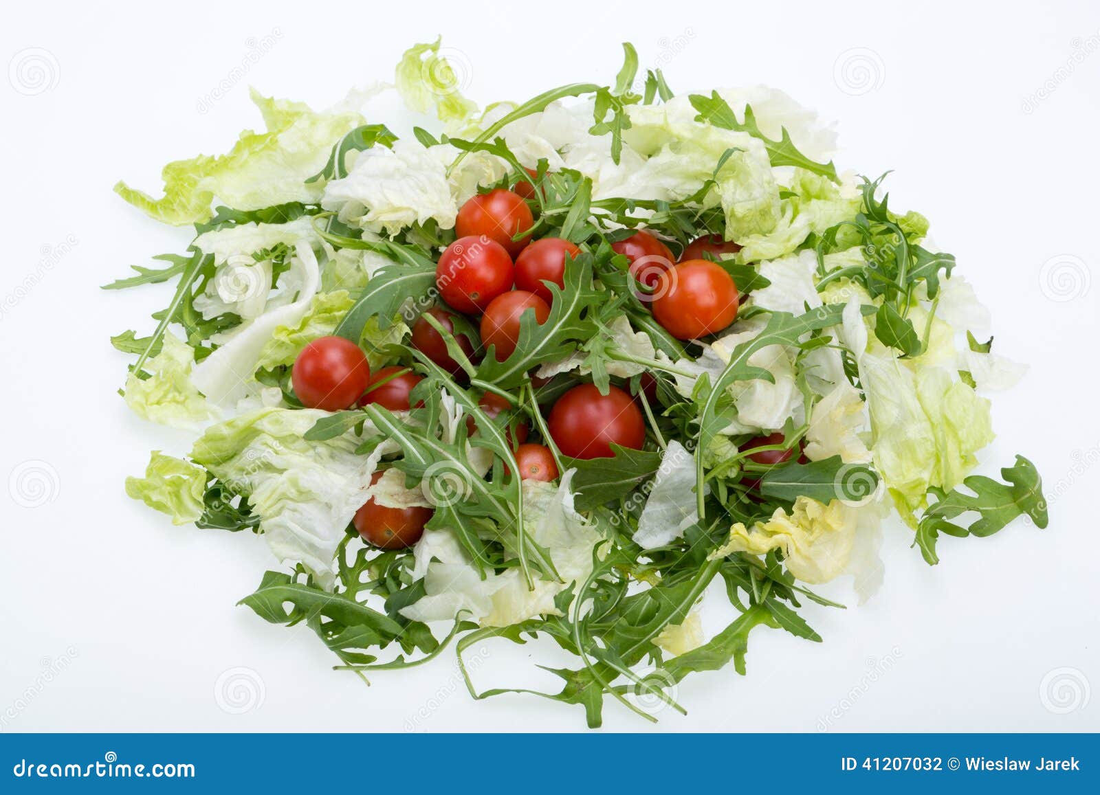 Ruccola, Lettuce Leaves and Cherry Tomatoes Stock Photo - Image of diet ...