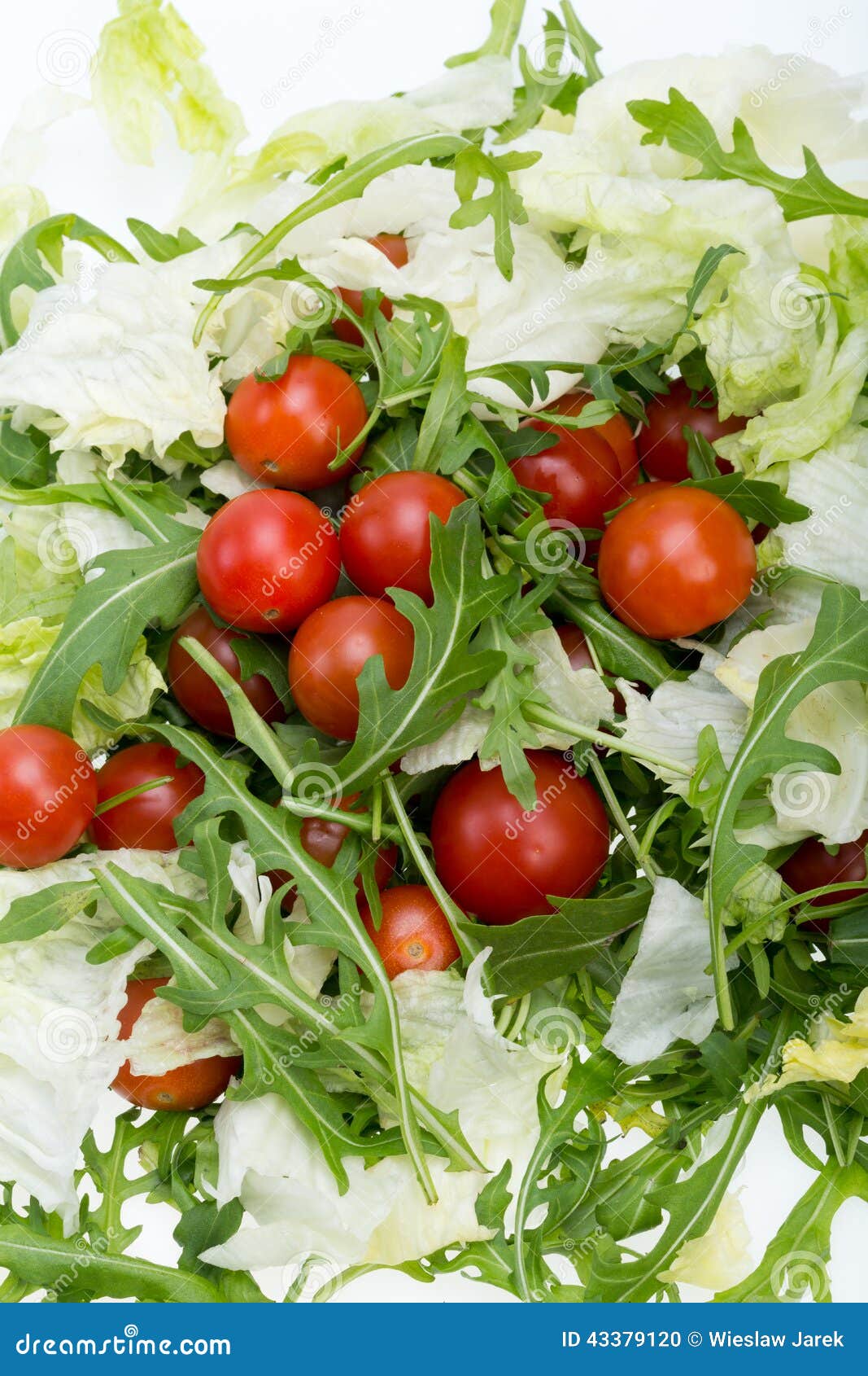 Ruccola, Lettuce Leaves and Cherry Tomatoes Stock Photo - Image of food ...