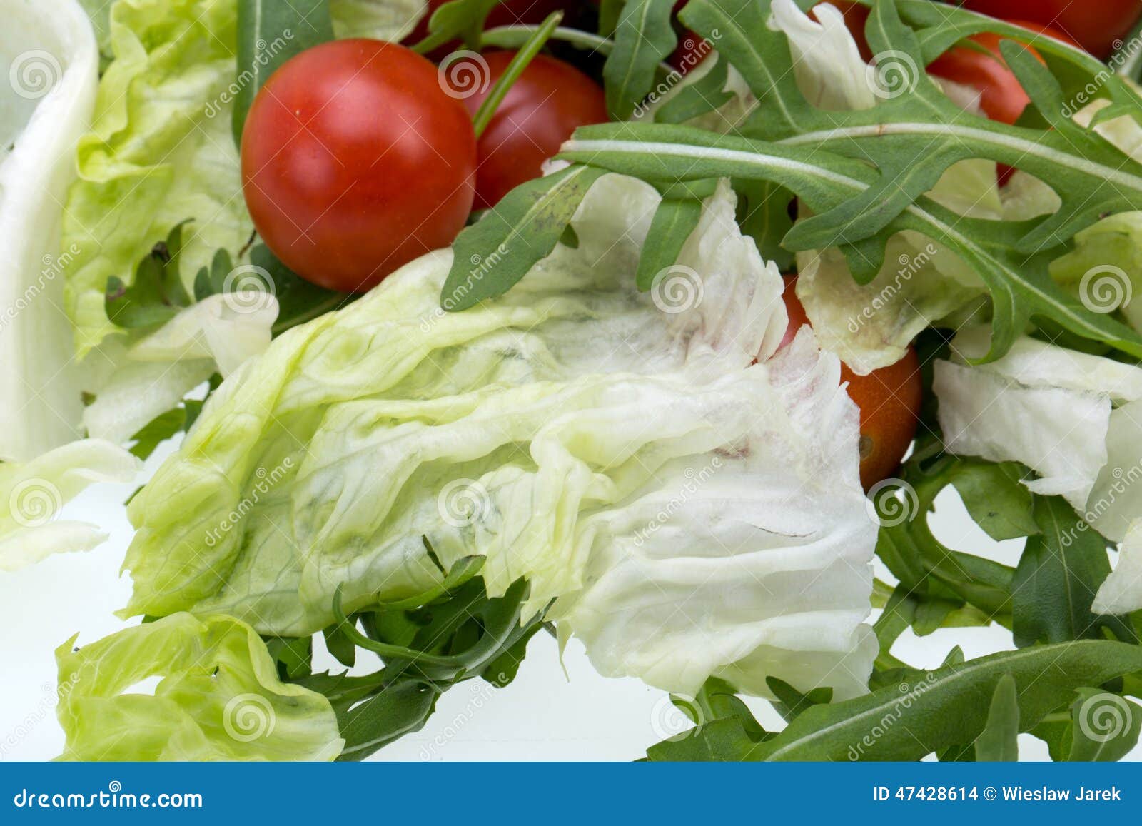 Ruccola, Lettuce Leaves and Cherry Tomatoes Stock Photo - Image of ...